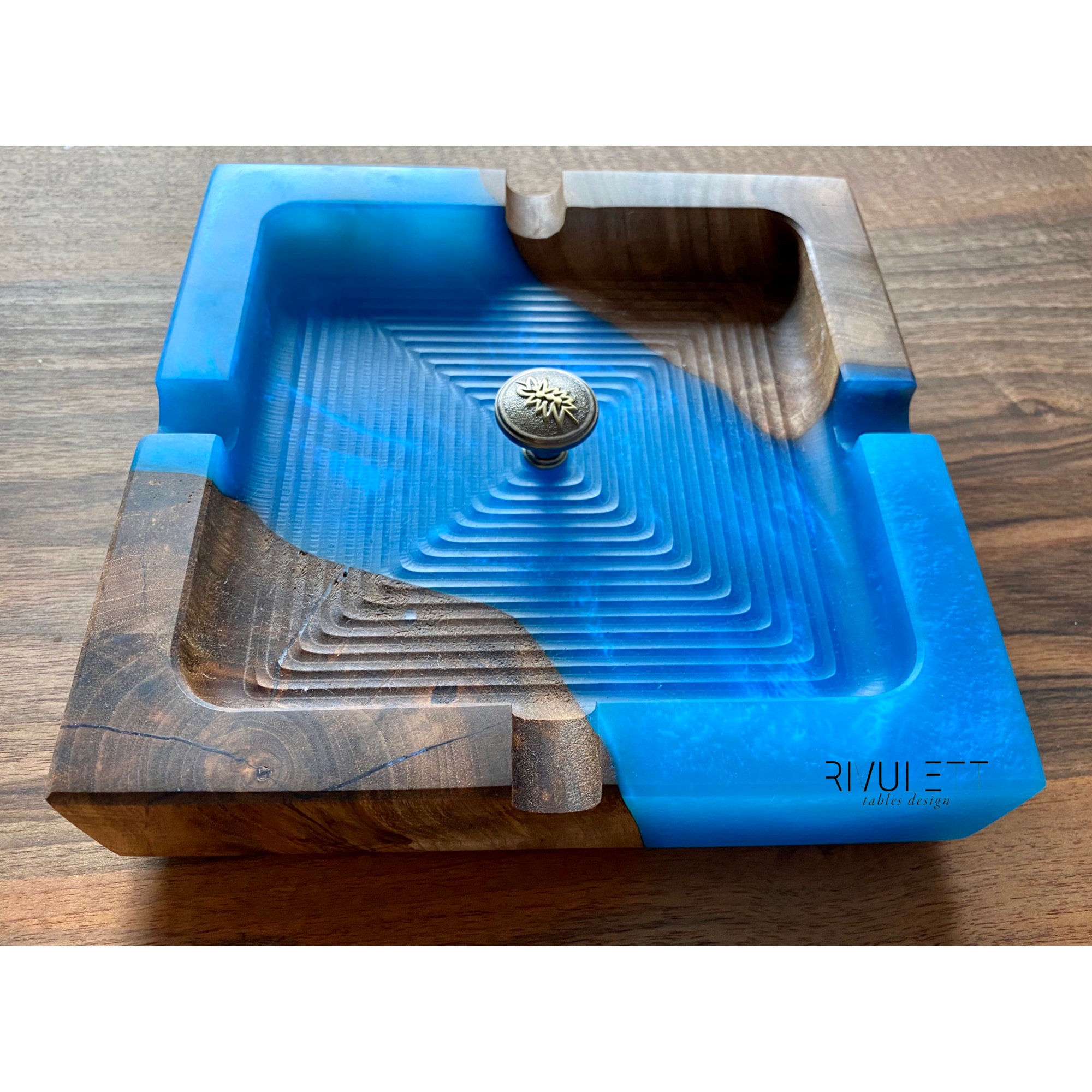 Handmade Walnut Wood and Epoxy Resin Cigar Tray | Premium Cigar Holder ...