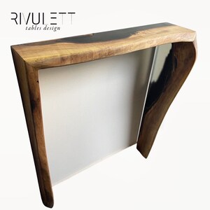 Live Edge Waterfall Entryway Console Table - Walnut Wood and Black ...