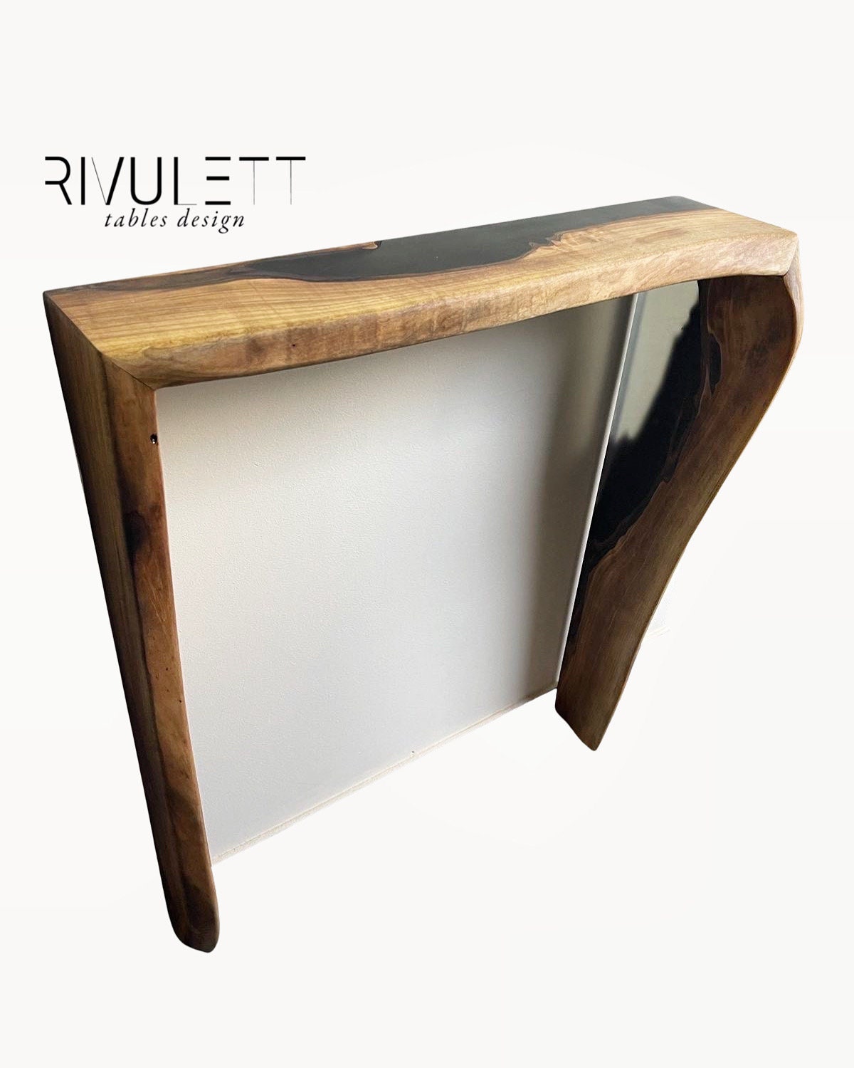 Live Edge Waterfall Entryway Console Table - Walnut Wood and Black ...