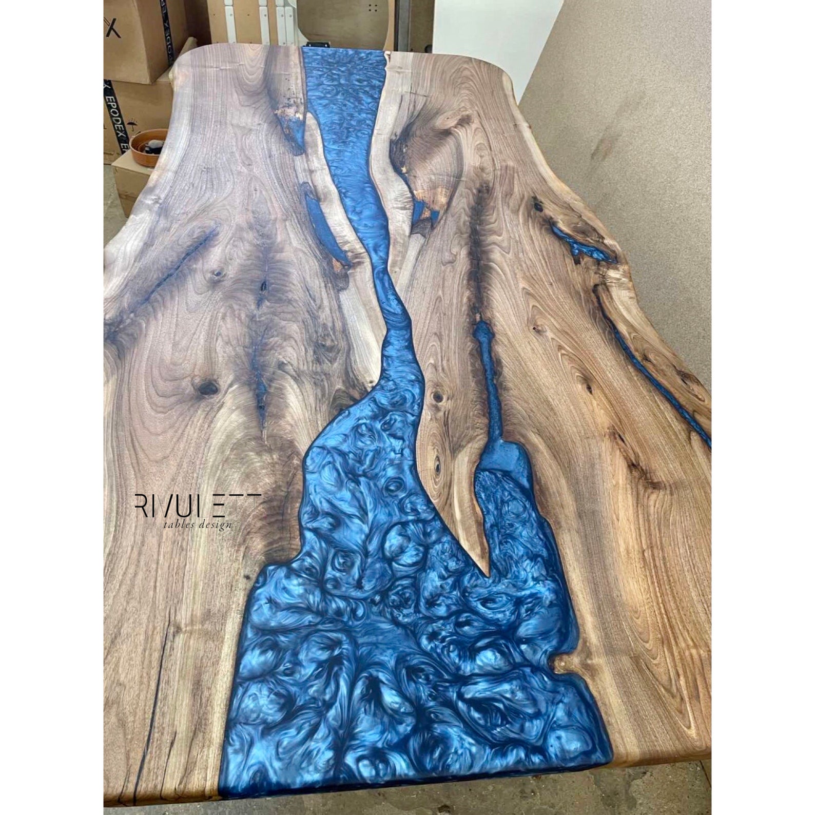 Handcrafted Live Edge River Dining Table | European Walnut Wood With ...