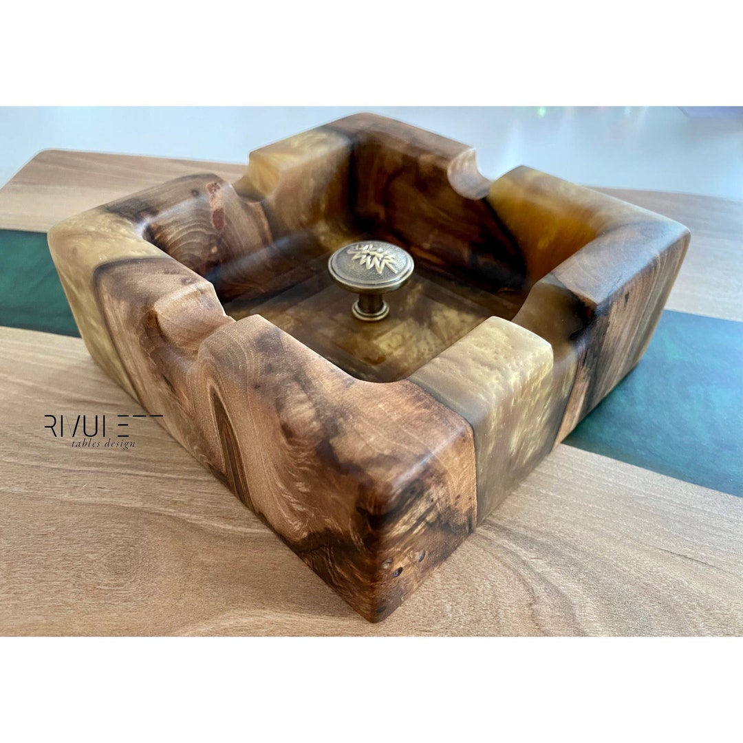Handmade Walnut Wood and Epoxy Resin Cigar Tray Premium - Etsy