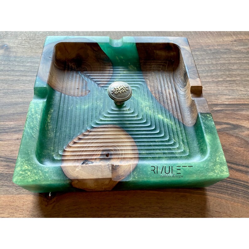 Handmade Walnut Wood and Epoxy Resin Cigar Tray | Premium Cigar Holder ...