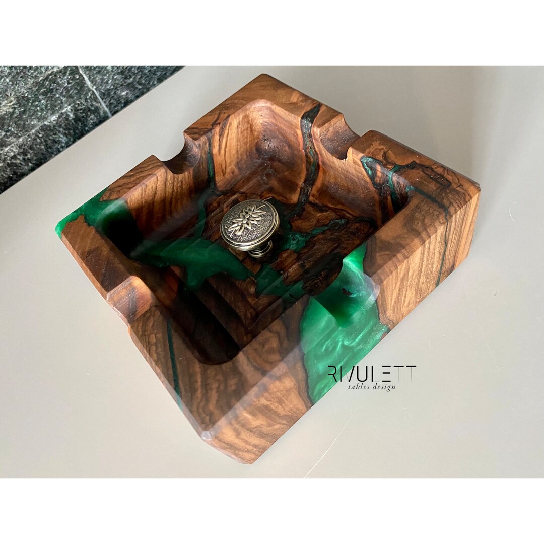 Handmade Walnut Wood and Green Epoxy Resin Cigar Tray - Etsy