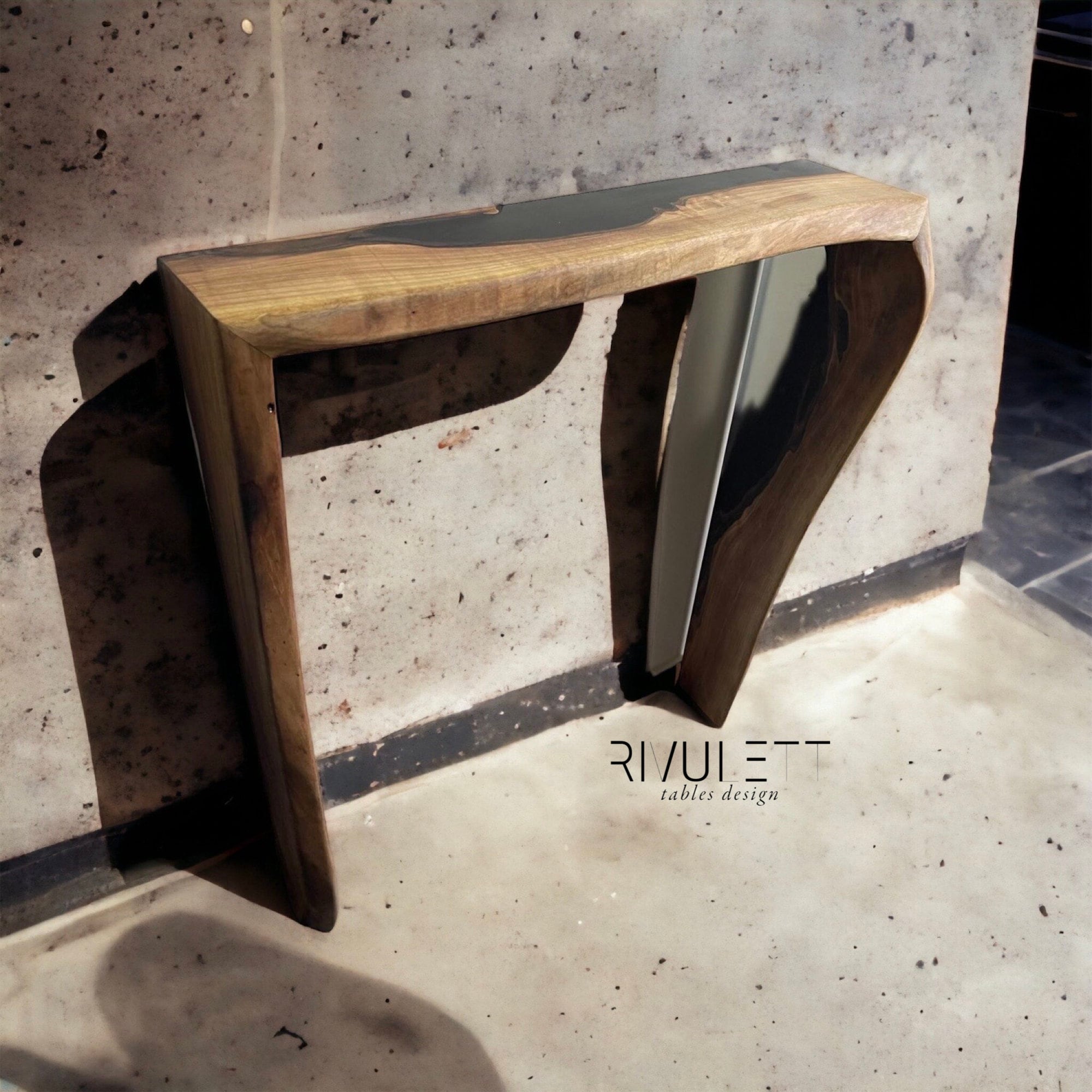 Live Edge Waterfall Entryway Console Table - Walnut Wood and Black ...