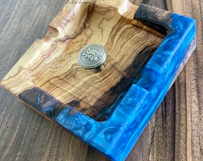 Handmade Olive Wood and Epoxy Resin Cigar Tray | Premium Cigar Holder ...