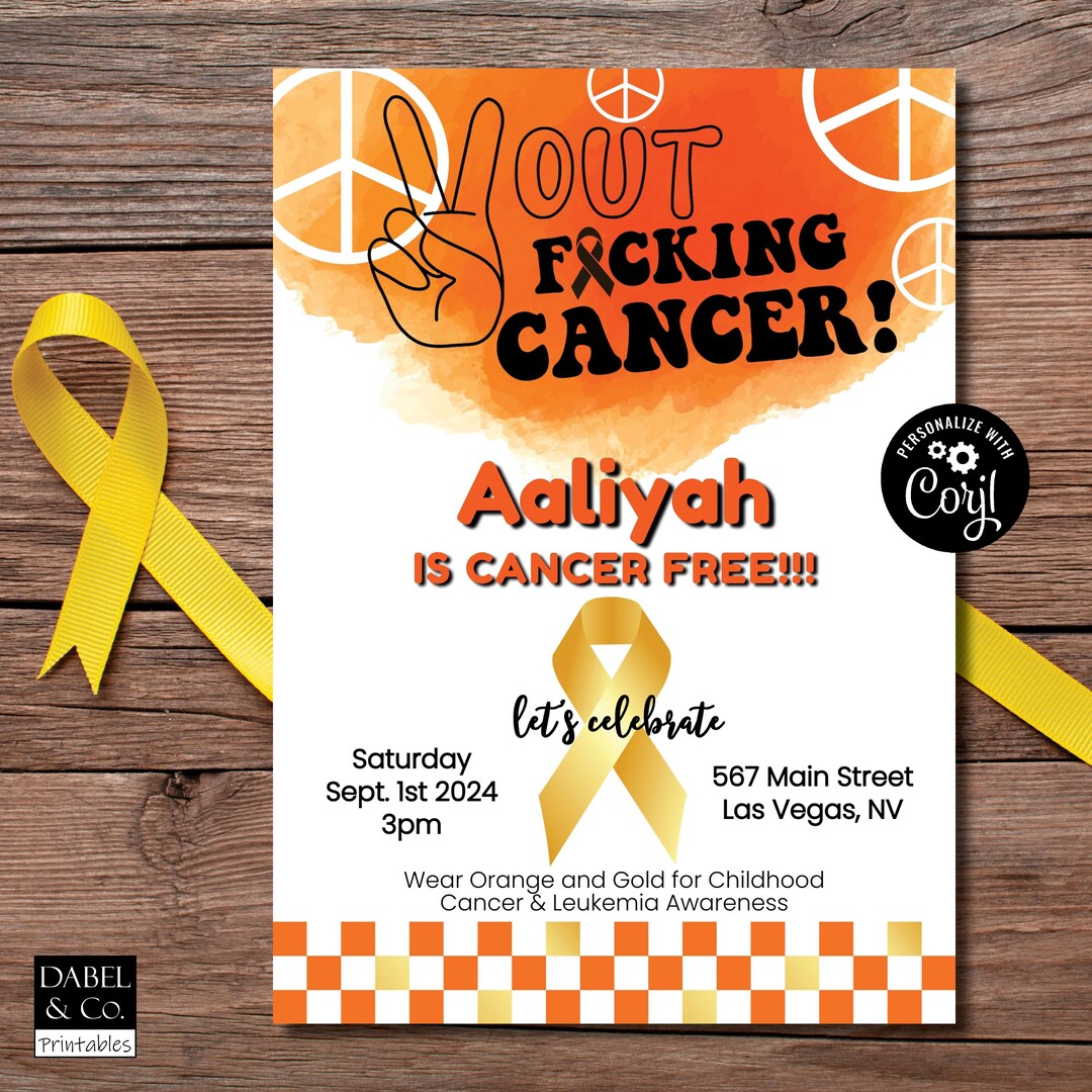 Peace Out Cancer, No More Cancer Invitation, Goodbye Cancer Party, # ...