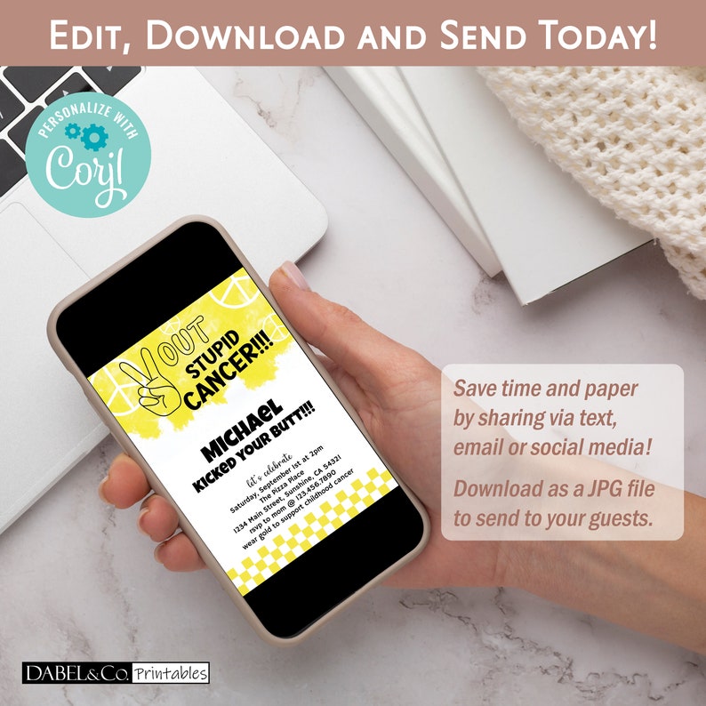 Peace Out Cancer Invitation, Goodbye Cancer Party Invite, No More Chemo ...