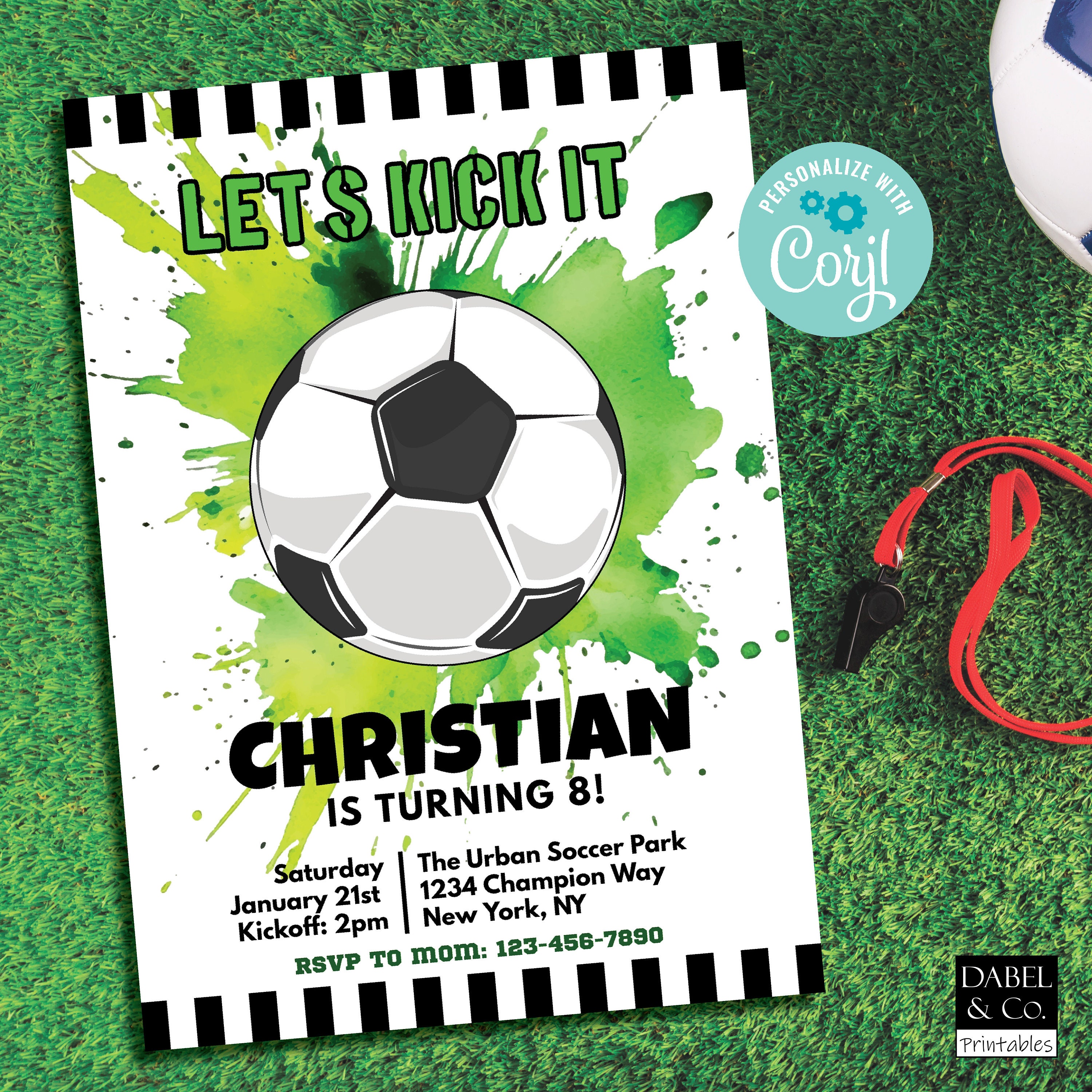 Soccer Birthday Invitation, Editable Birthday Template, Boys Football ...