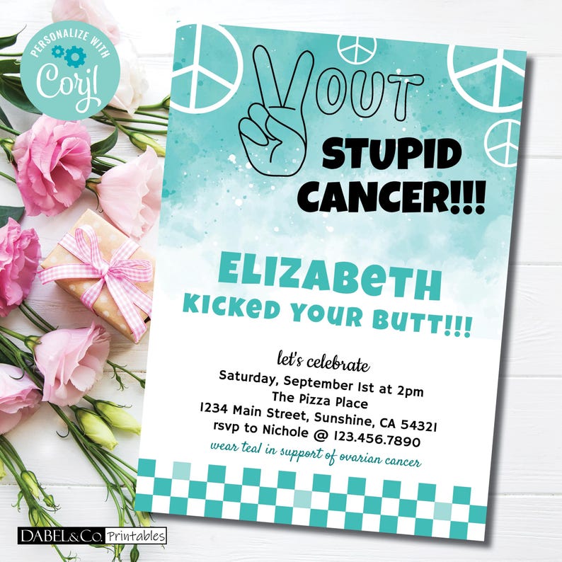 Peace Out Cancer Invitation, Goodbye Cancer Party Invite, No More Chemo ...