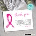 Pink Ribbon Thank You Note, Breast Cancer Card, Cancer Thank You Note ...