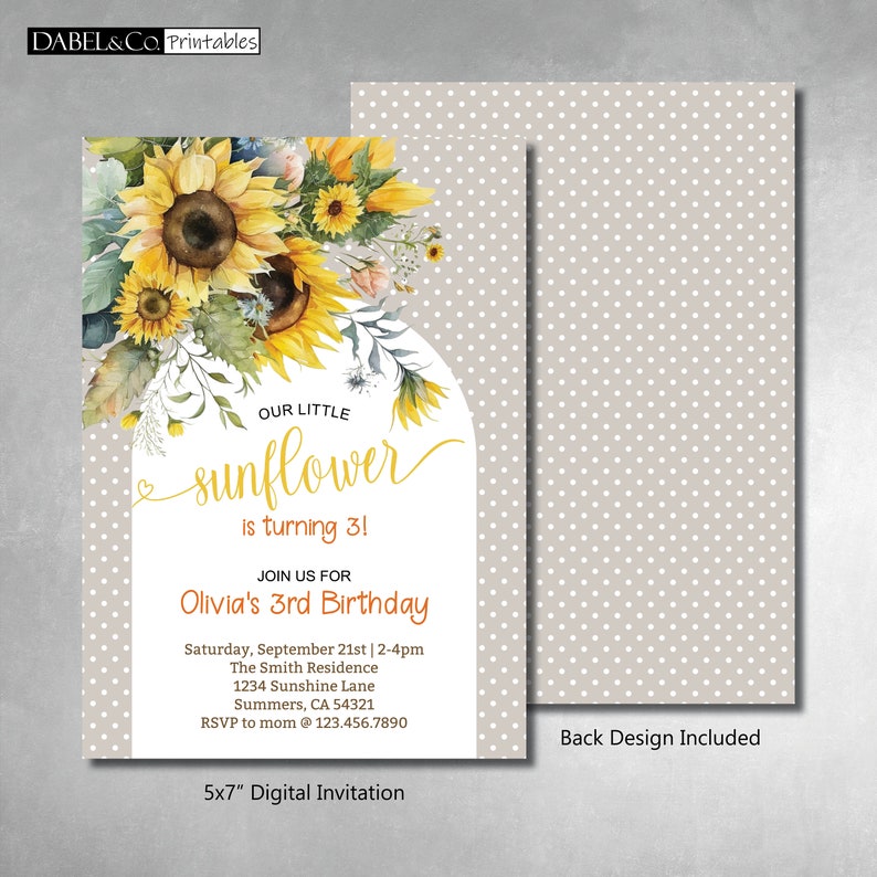 Sunflower Birthday Invitation, Sunflowers Birthday Party Template ...
