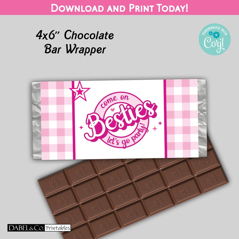 Besties Birthday Chocolate Bar Wrappers, Favor Tags, Stars Birthday ...