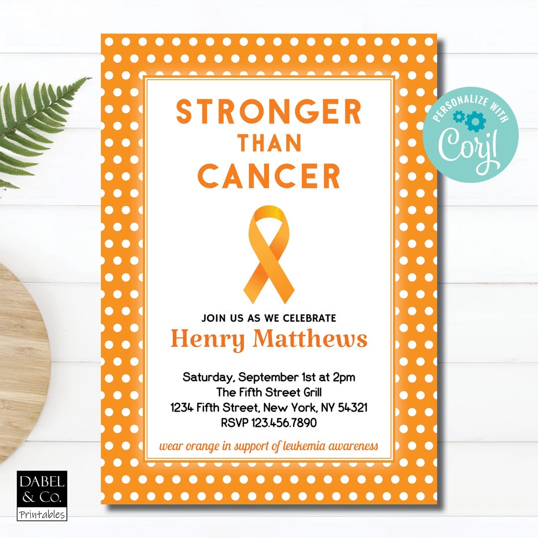 Editable Cancer Remission Celebration, Goodbye Cancer, Leukemia ...