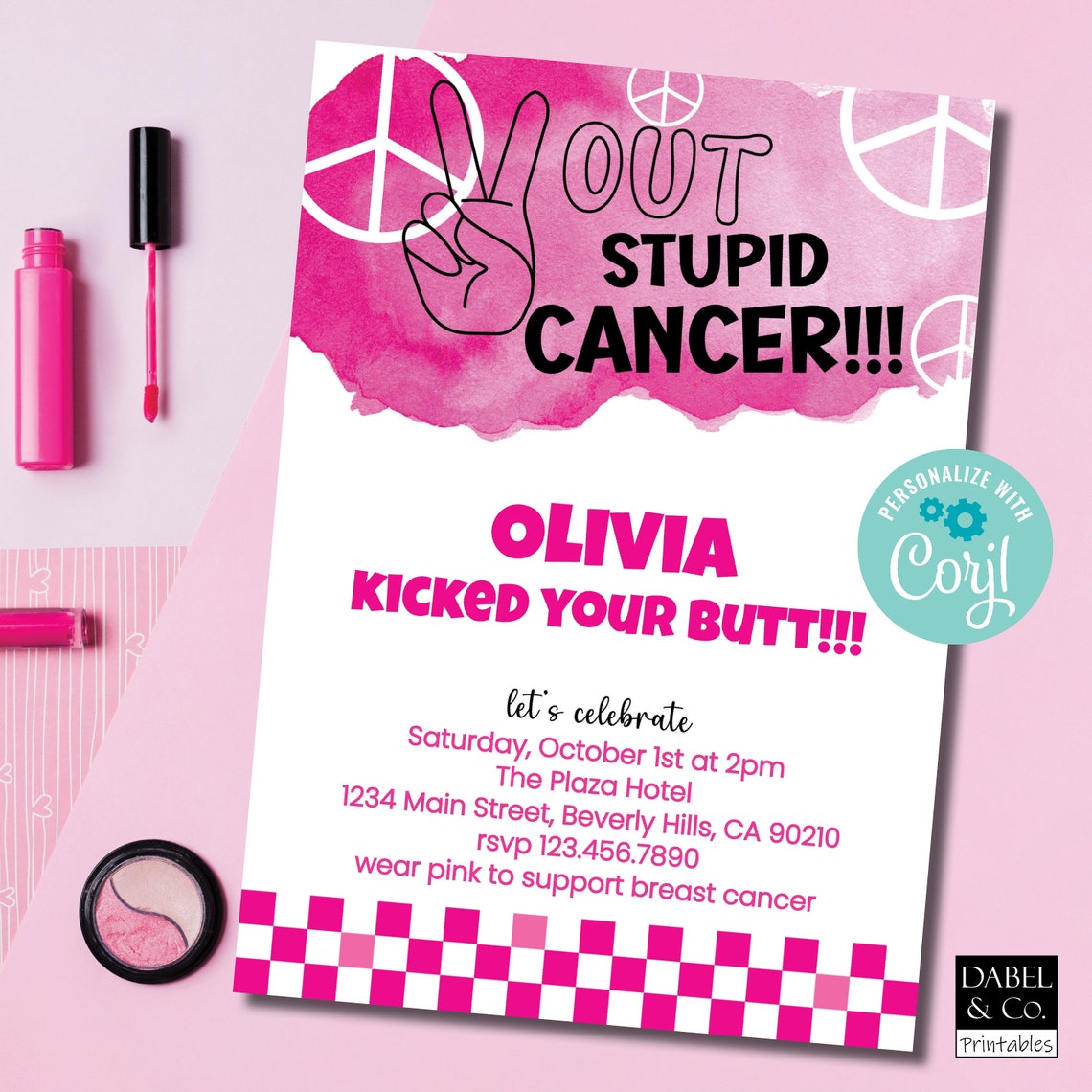 Peace Out Cancer Invitation, Goodbye Cancer Party Invite, No More Chemo ...