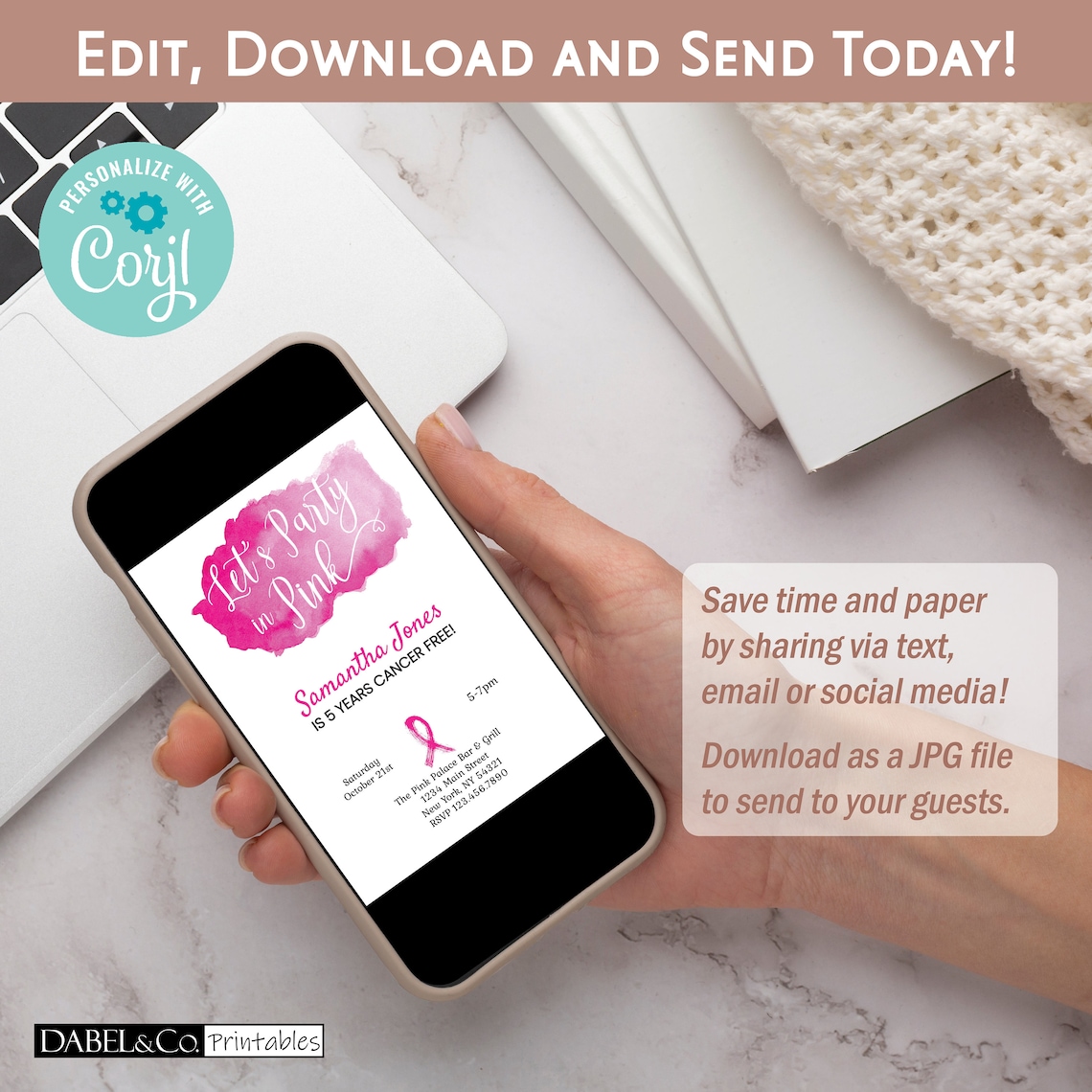 Breast Cancer Remission Celebration, Goodbye Cancer Party, Instant ...