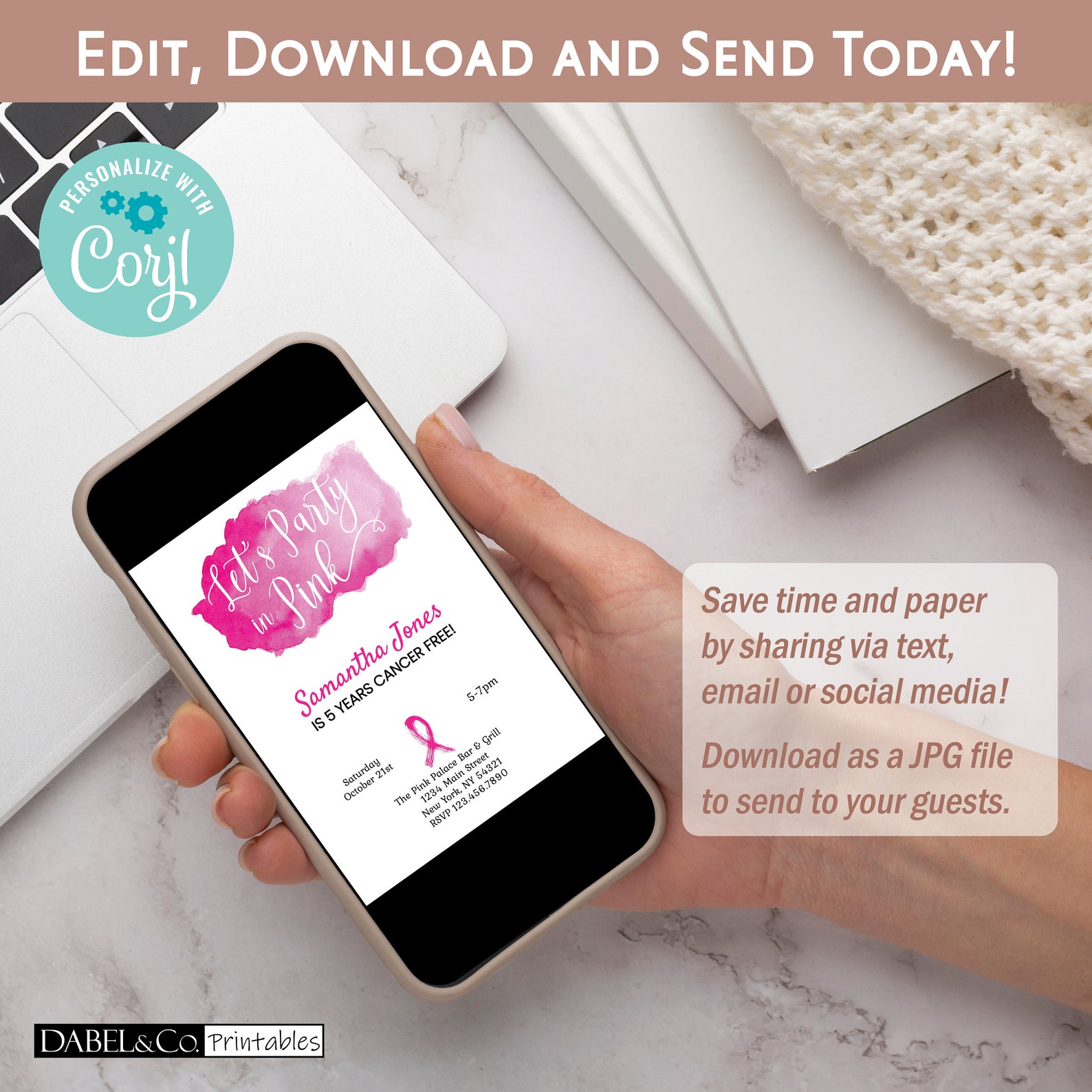 Breast Cancer Remission Celebration, Goodbye Cancer Party, Instant Download, Cancer Survivor ...