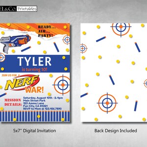 Nerf Birthday Invitation Nerf War Dart Gun Battle Editable - Etsy