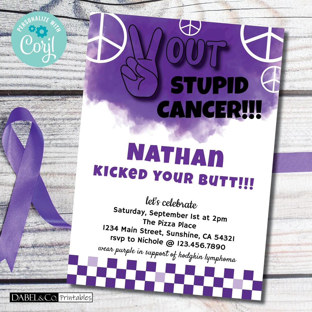 Peace Out Cancer Invitation, Goodbye Cancer Party Invite, No More Chemo ...