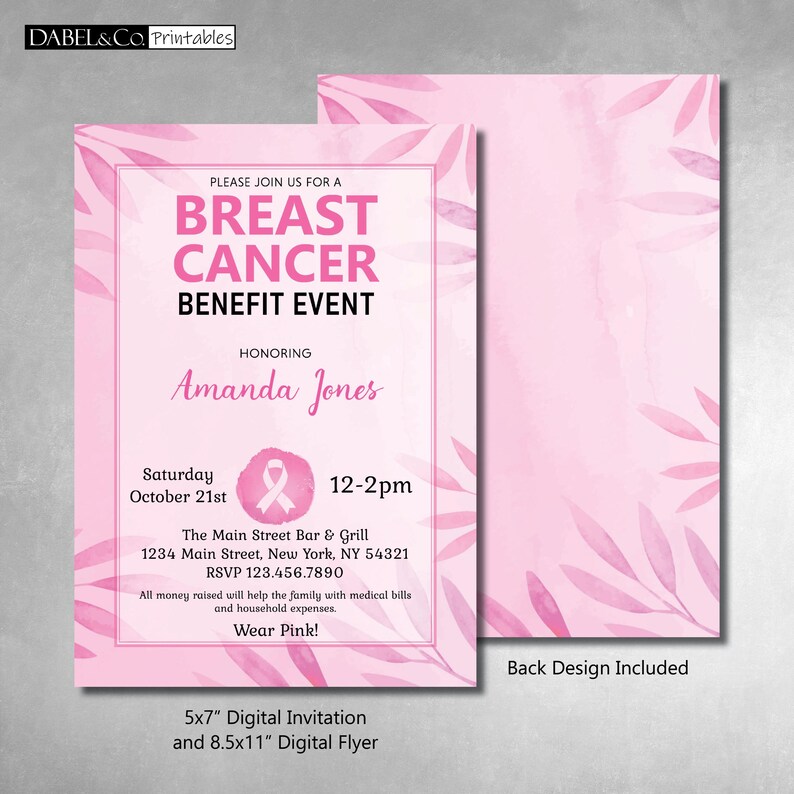 Breast Cancer Benefit Event Invitation, Editable Breast Cancer ...