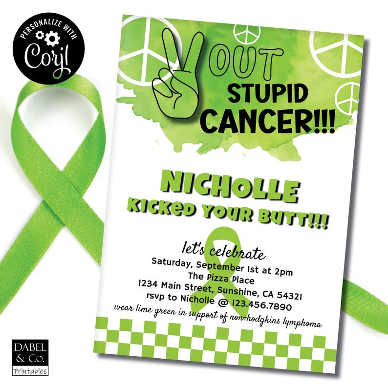 Peace Out Cancer Invitation, Cancer Remission, Goodbye Cancer, No More ...