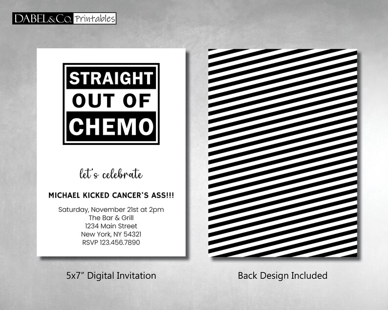 Straight Out of Chemo Invitation, Goodbye Cancer Party Invite, No More ...