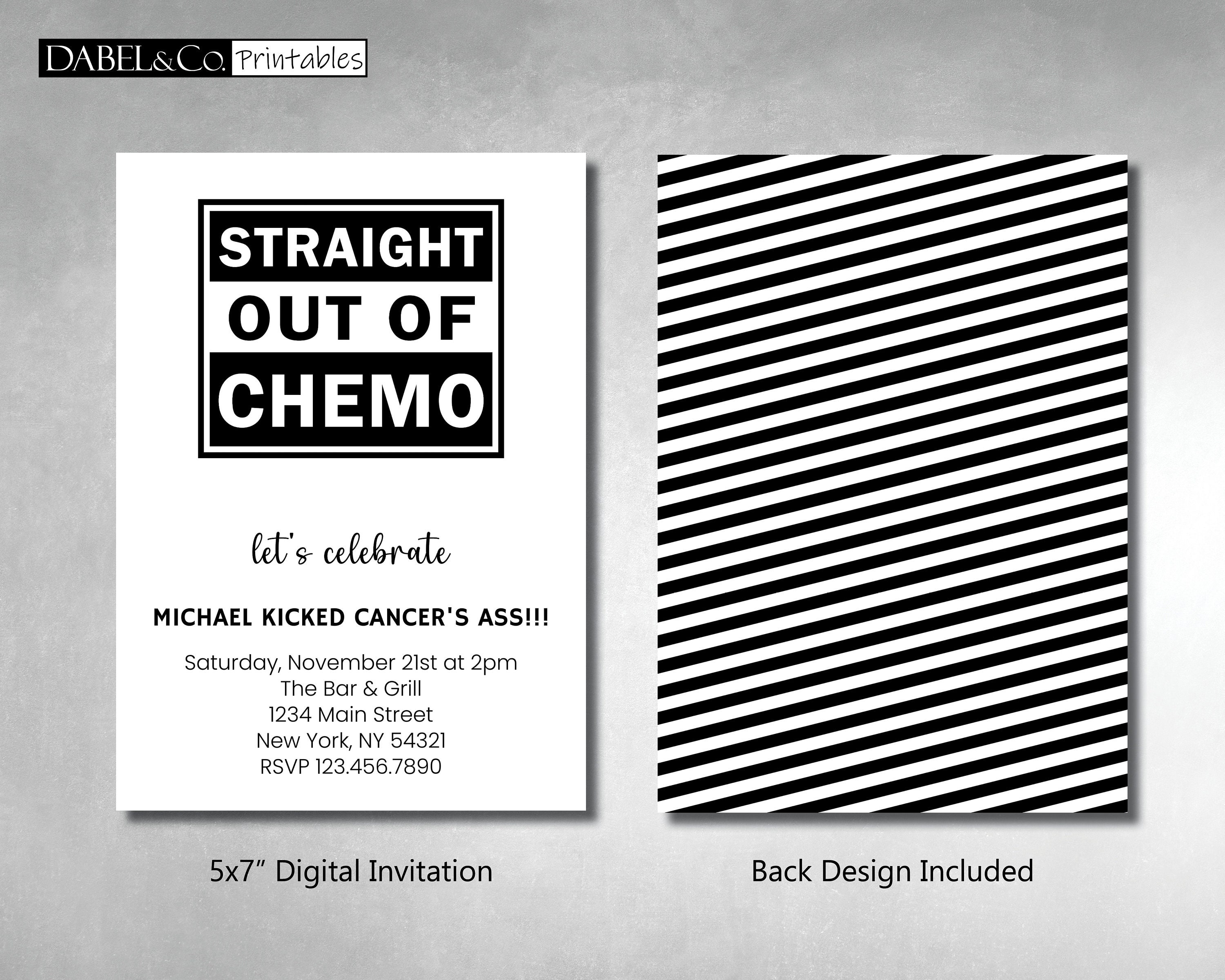 Straight Out of Chemo Invitation, Goodbye Cancer Party Invite, No More ...