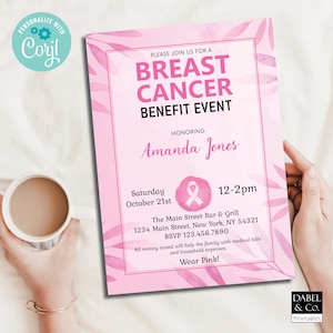 Breast Cancer Benefit Event Invitation, Editable Breast Cancer ...