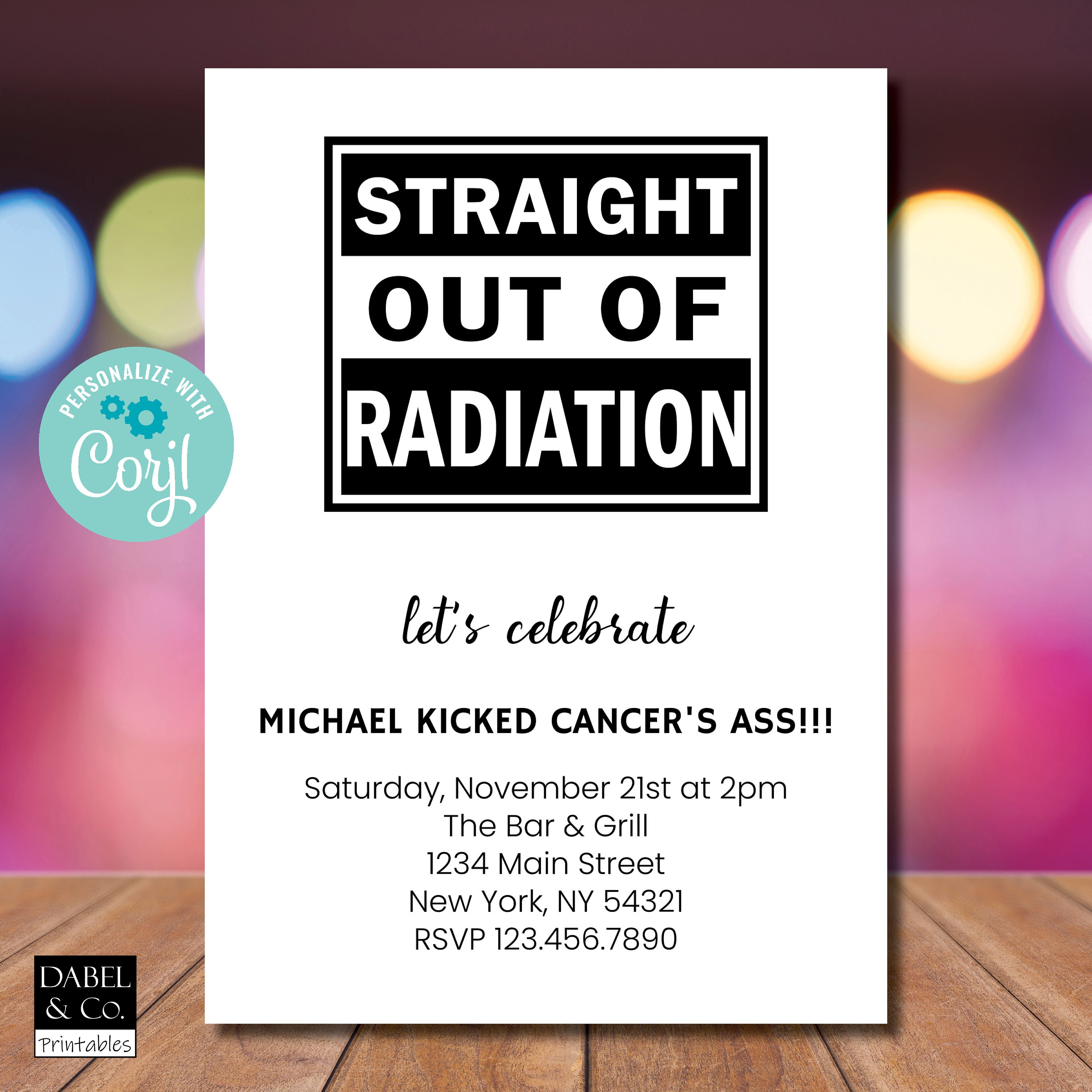 Straight Out of Radiation Invitation, Goodbye Cancer Party, No More ...