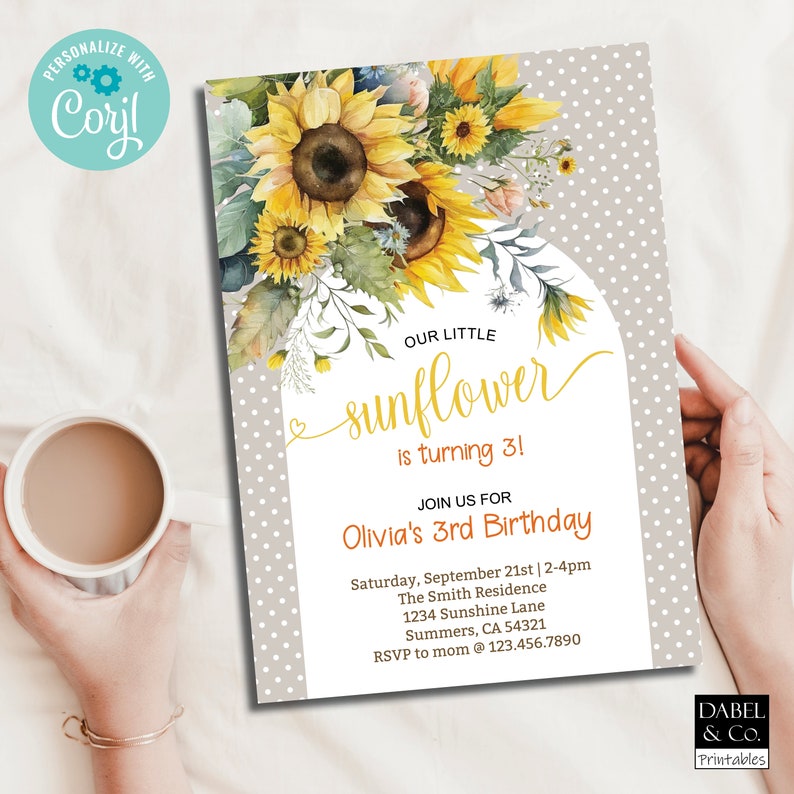 Sunflower Birthday Invitation, Sunflowers Birthday Party Template ...