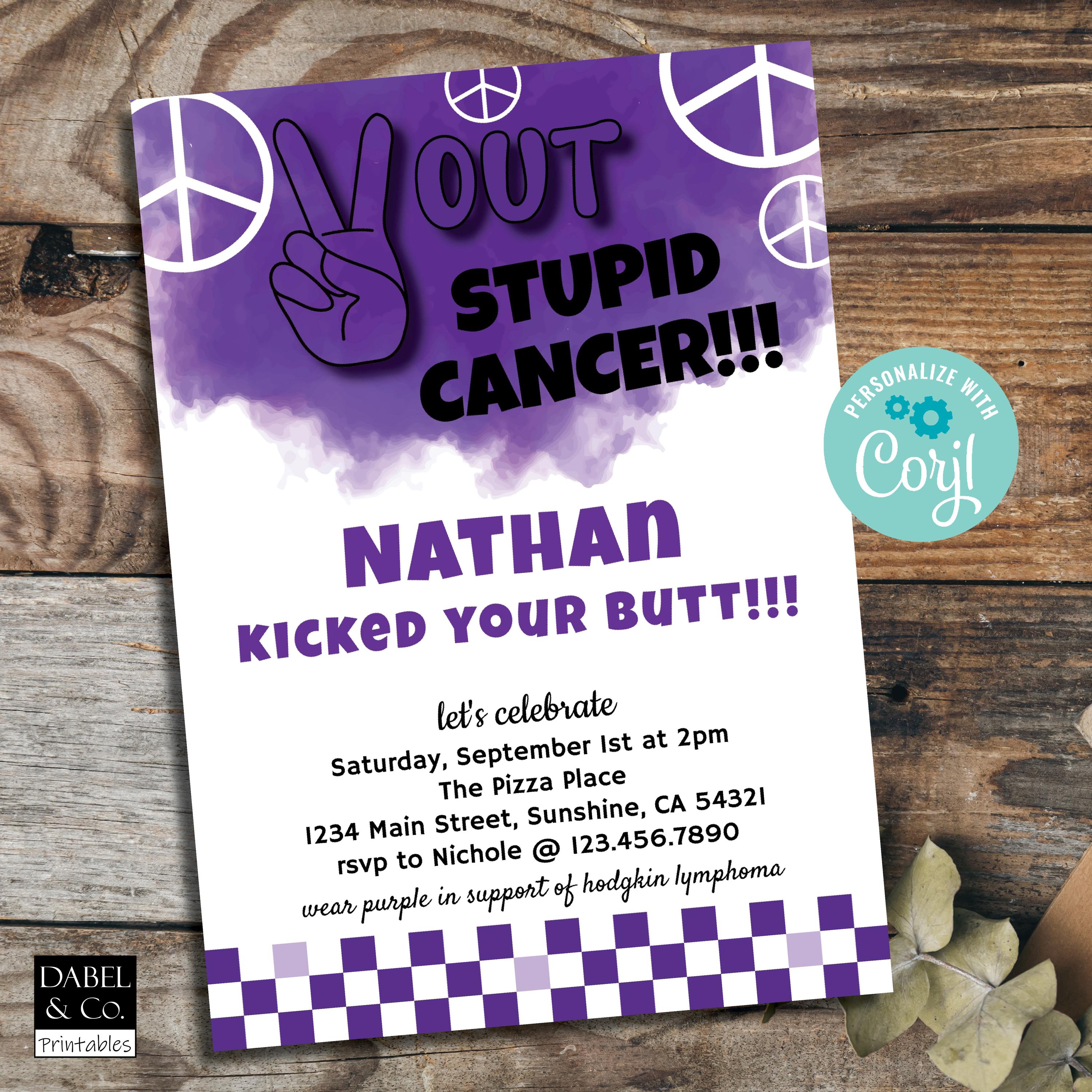 Peace Out Cancer Invitation, Goodbye Cancer Party Invite, No More Chemo ...