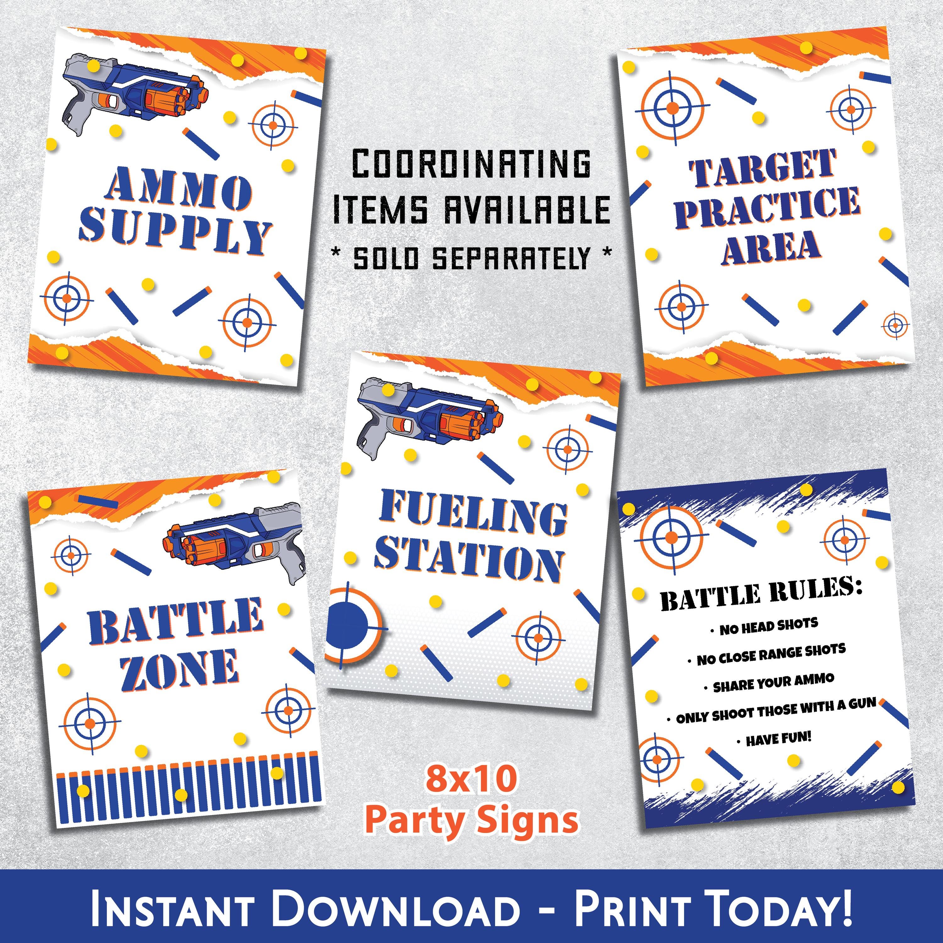 Dart Gun Favor Tags, Dart Gun Party, Printable Thank You Tags, Instant ...