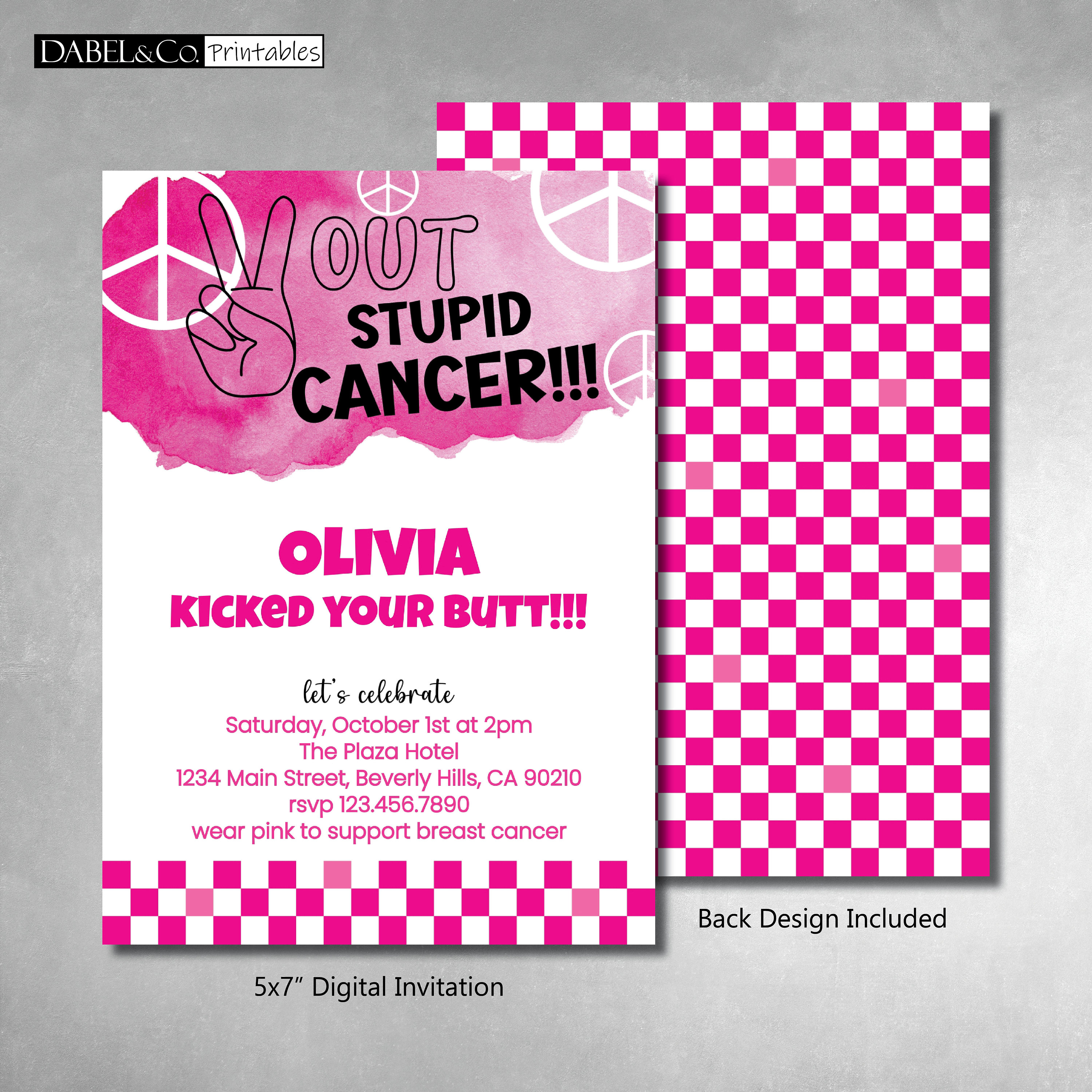 Peace Out Cancer Invitation, Goodbye Cancer Party Invite, No More Chemo ...