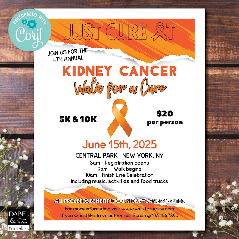 Leukemia Walk for a Cure Flyer, Kidney Cancer Fundraiser, Cancer ...