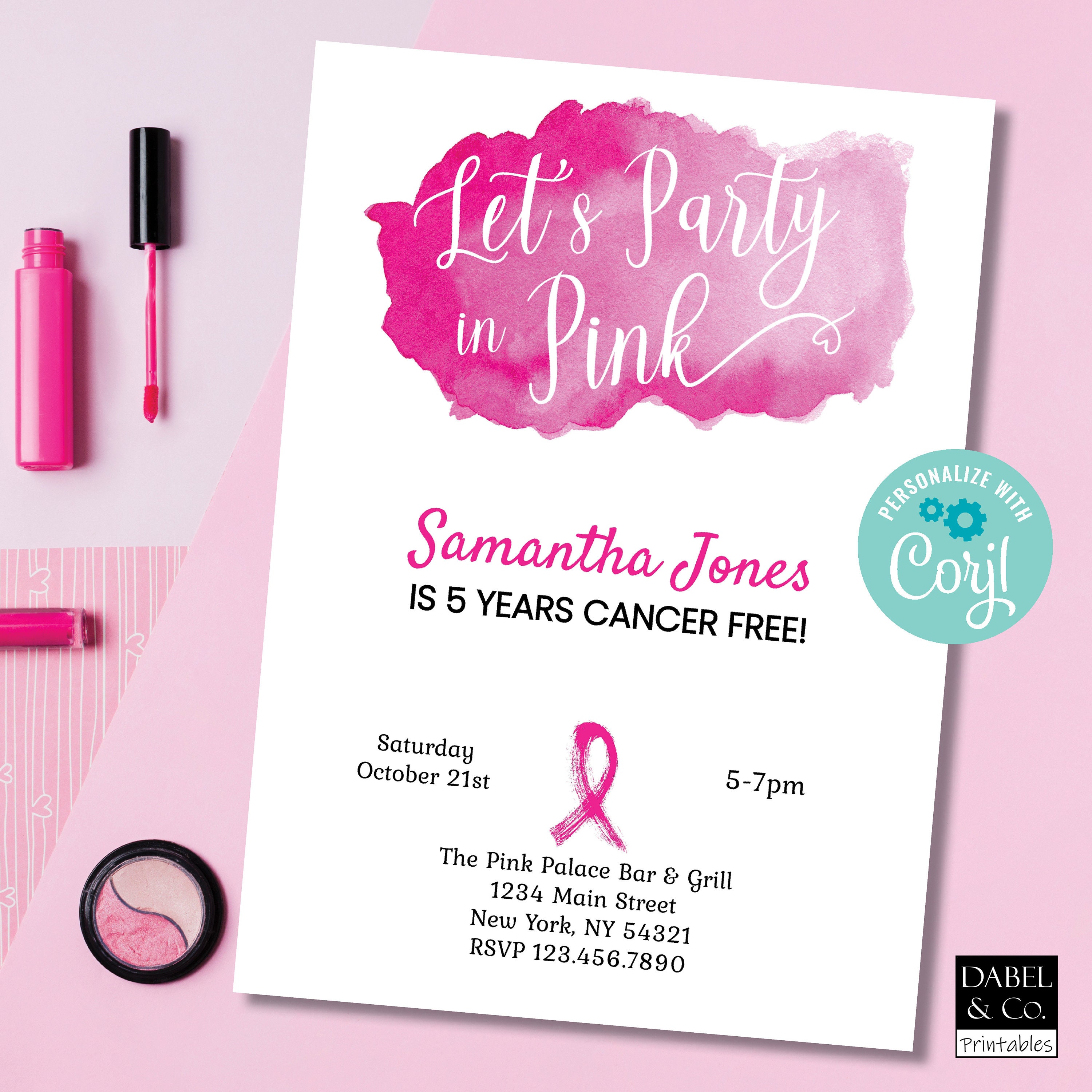 Breast Cancer Remission Celebration, Goodbye Cancer Party, Instant ...