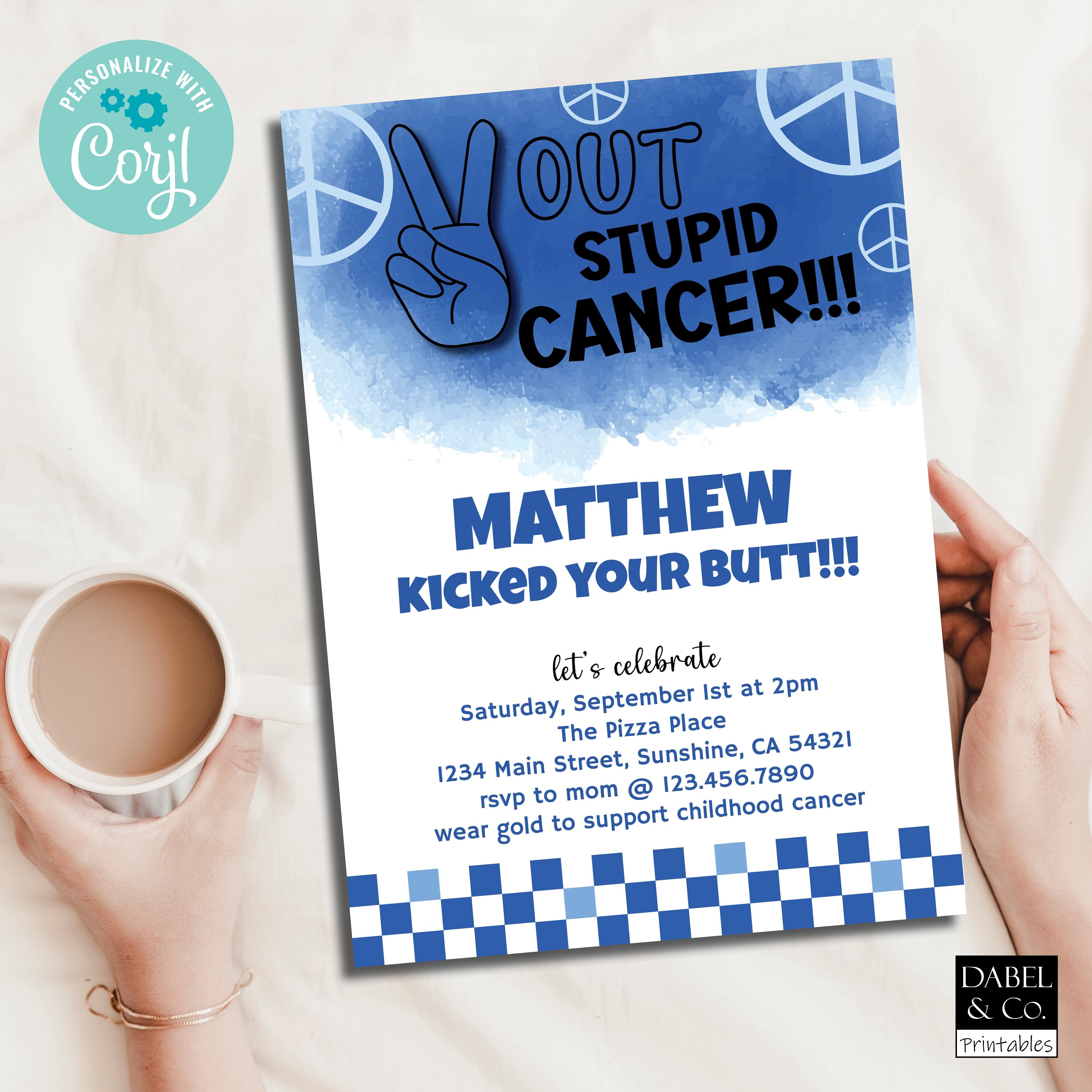 Peace Out Cancer Invitation, Goodbye Cancer Party Invite, No More Chemo ...