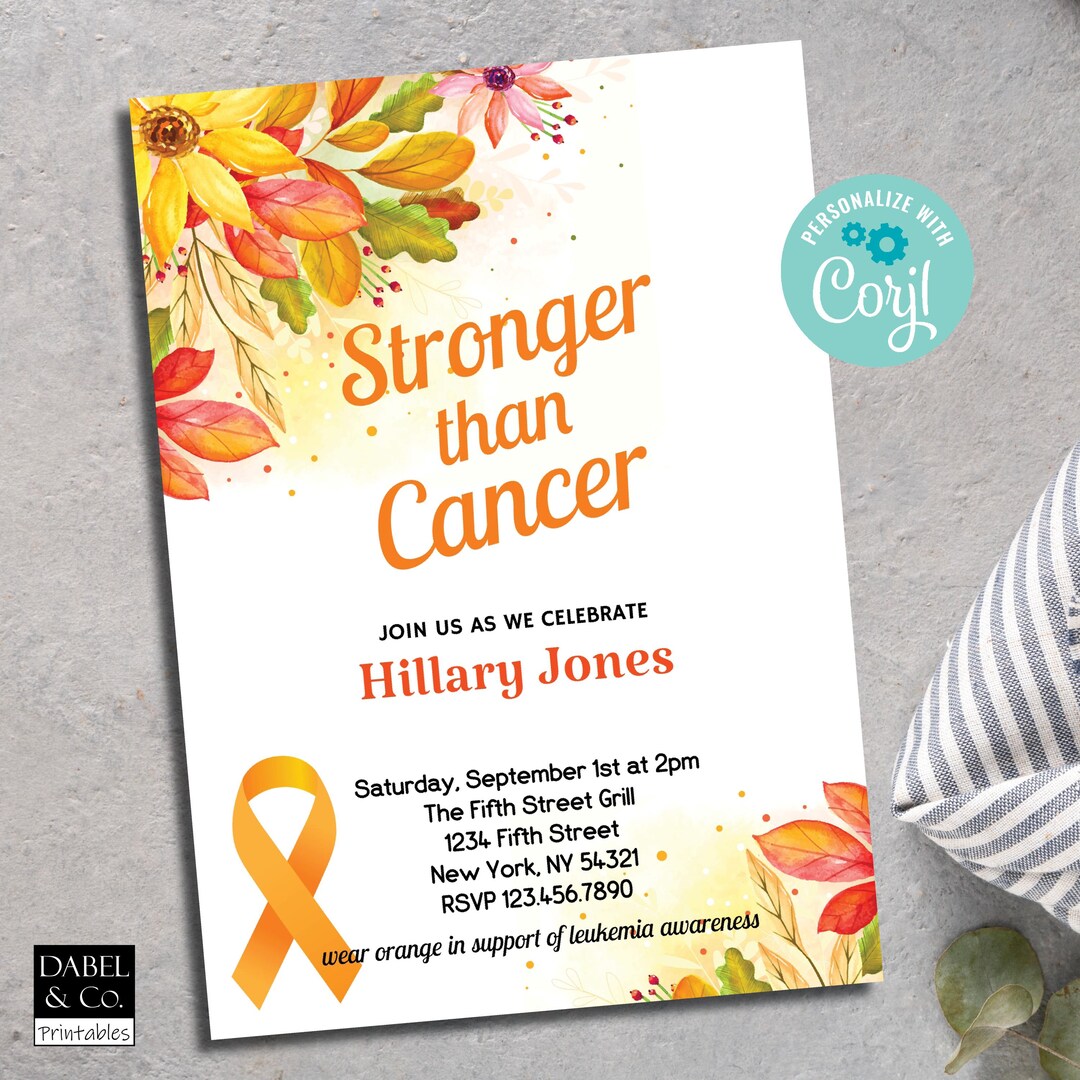 Editable Cancer Remission Celebration, Goodbye Cancer Party, Leukemia ...