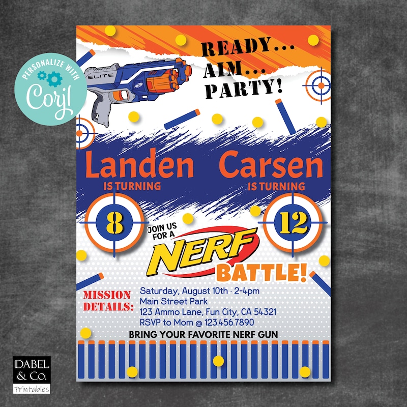 Nerf Party Invitation - Etsy