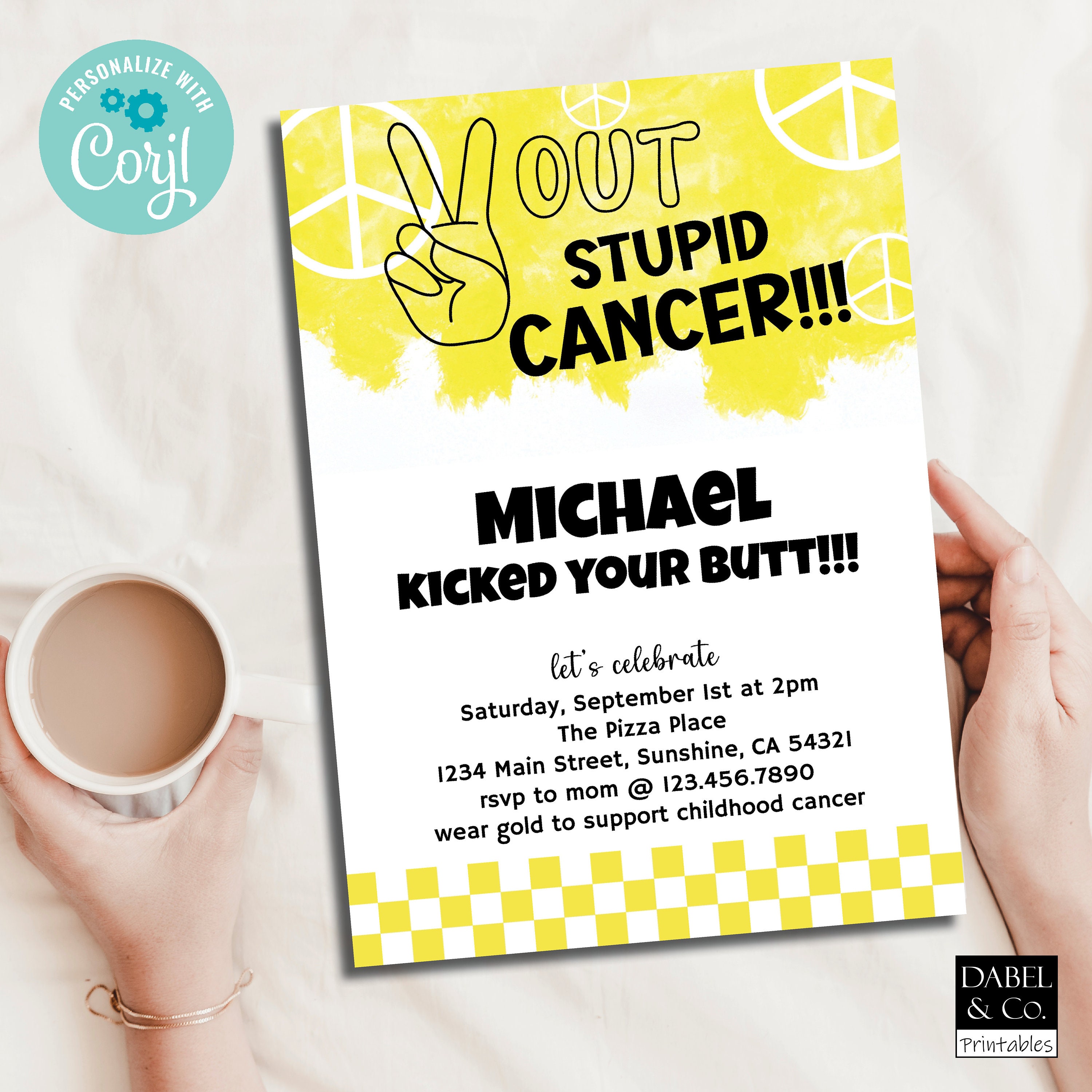 Peace Out Cancer Invitation, Goodbye Cancer Party Invite, No More Chemo ...