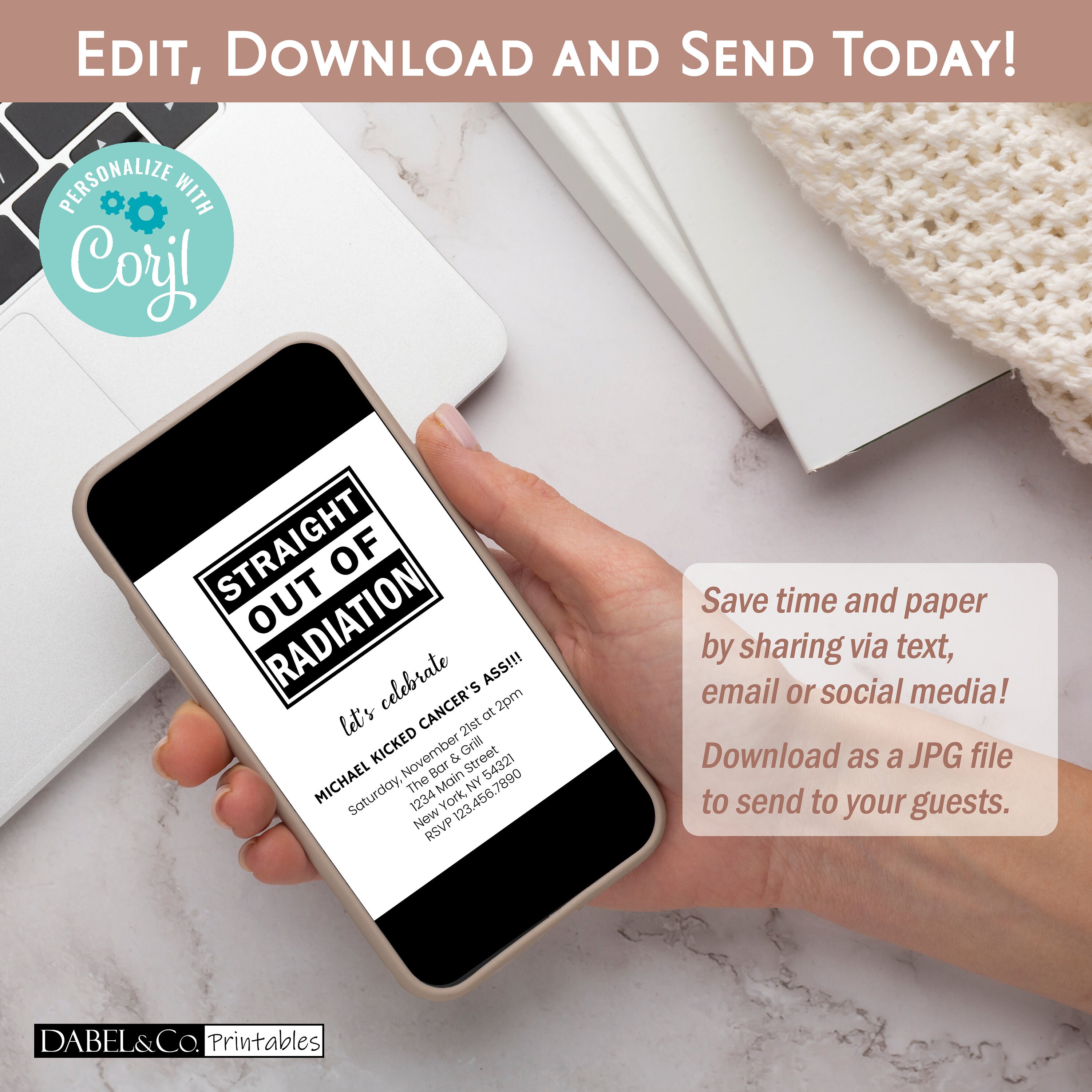 Straight Out of Radiation Invitation, Goodbye Cancer Party, No More ...