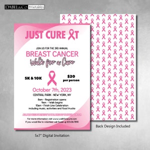 Breast Cancer Walk for a Cure Invitation Editable Breast - Etsy