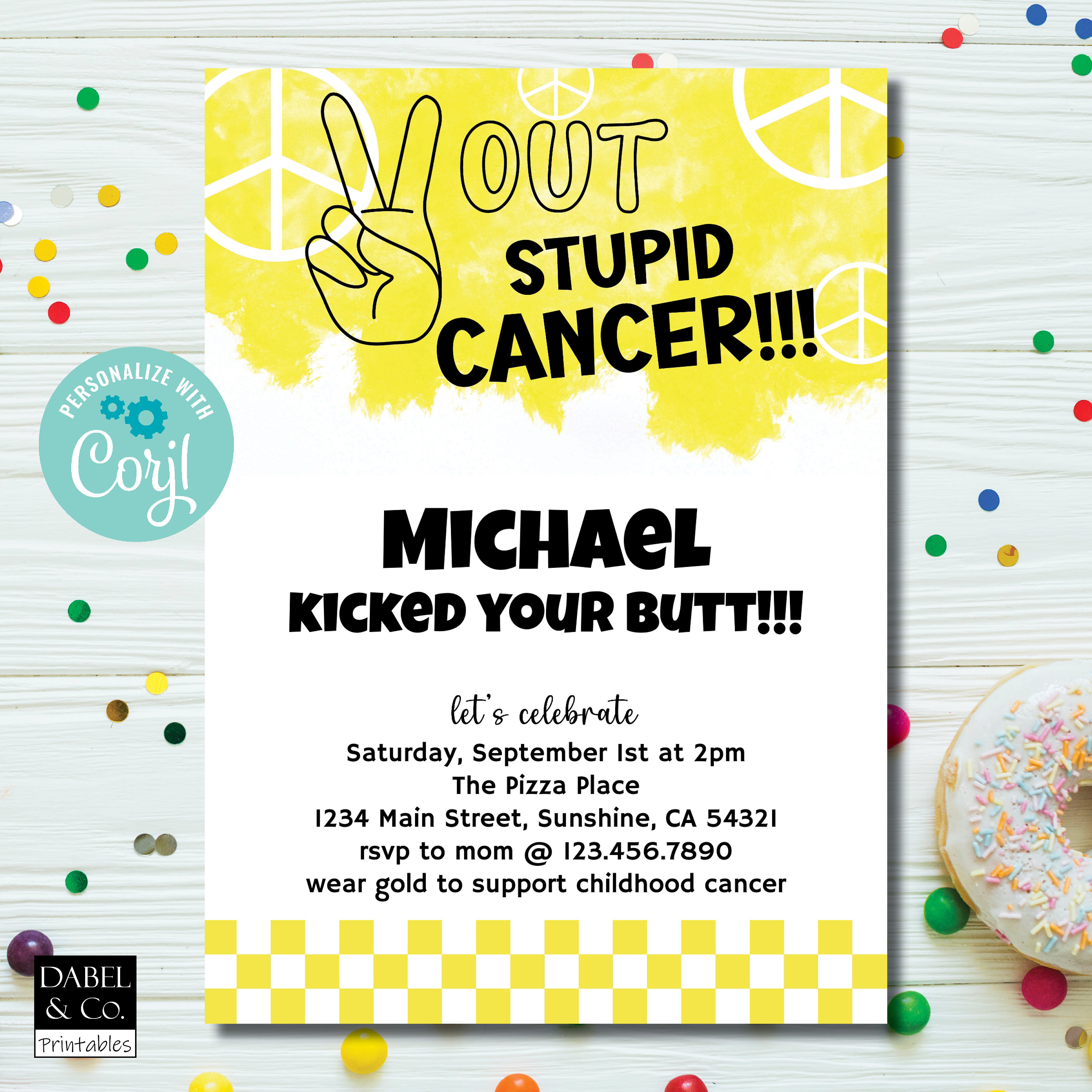 Peace Out Cancer Invitation, Goodbye Cancer Party Invite, No More Chemo ...