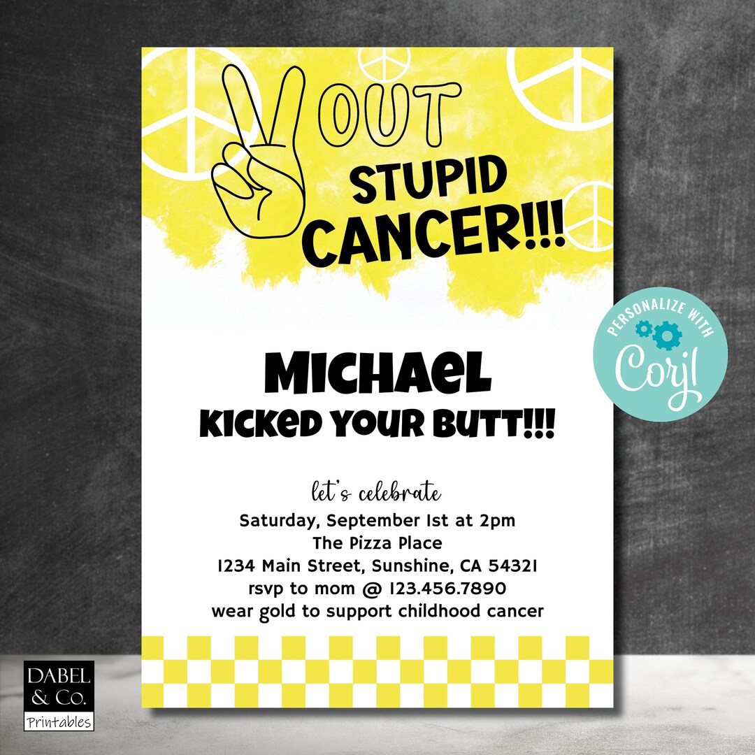 Peace Out Cancer Invitation, Goodbye Cancer Party Invite, No More Chemo ...