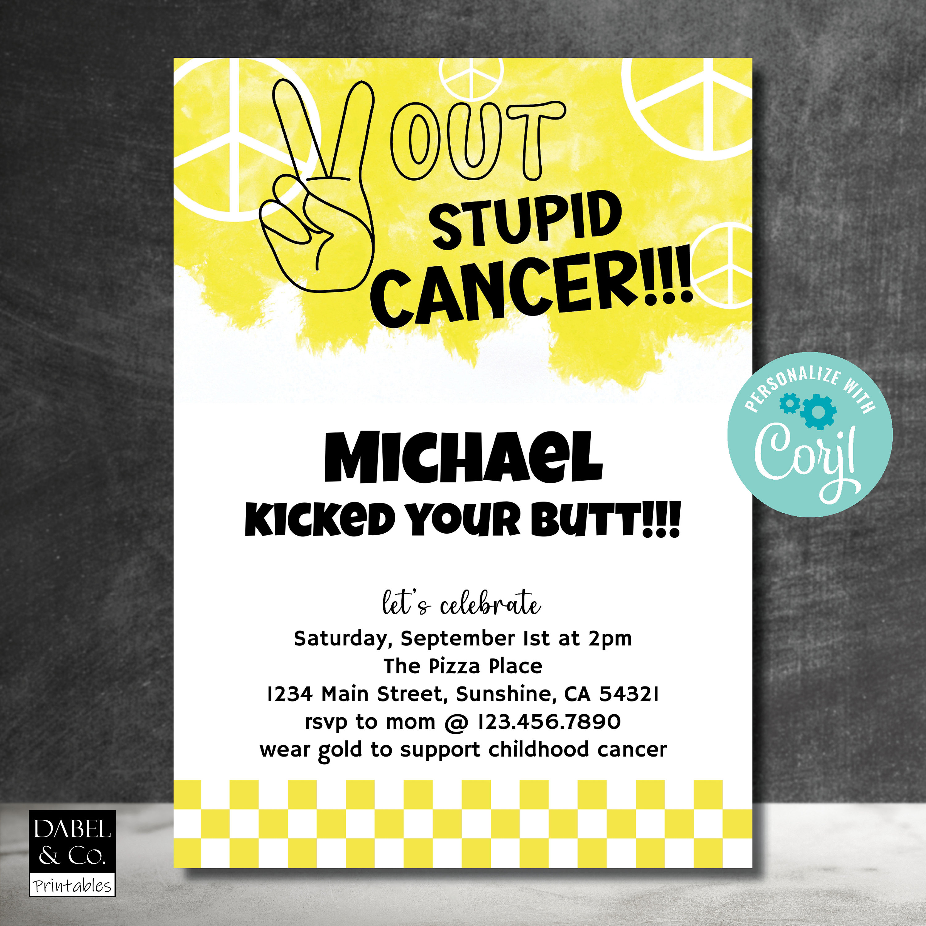 Peace Out Cancer Invitation, Goodbye Cancer Party Invite, No More Chemo ...