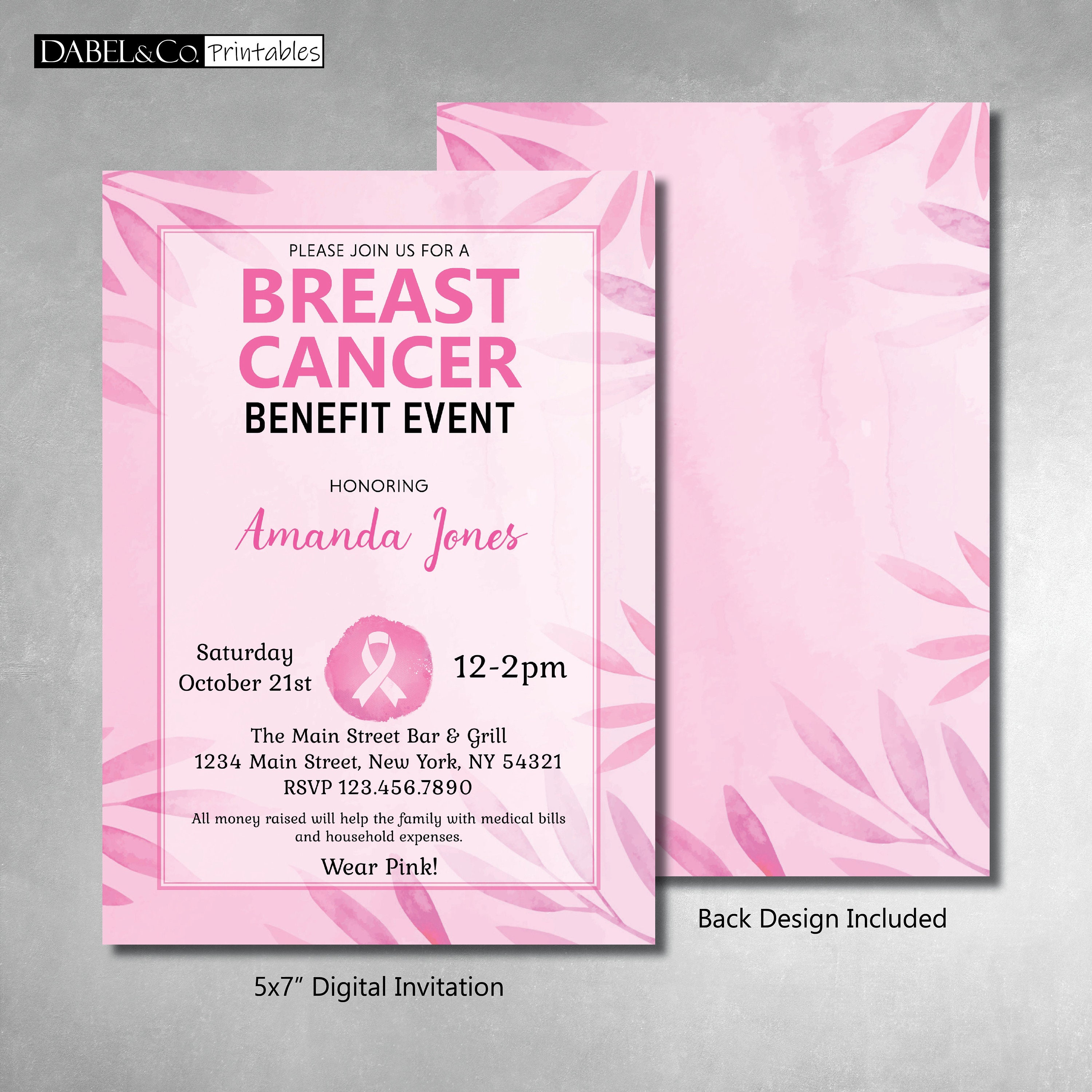 Breast Cancer Benefit Event Invitation, Editable Breast Cancer ...