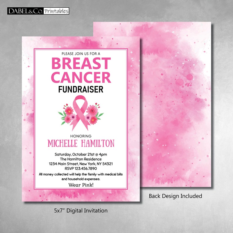 Breast Cancer Fundraiser Invitation, Editable Breast Cancer Benefit ...