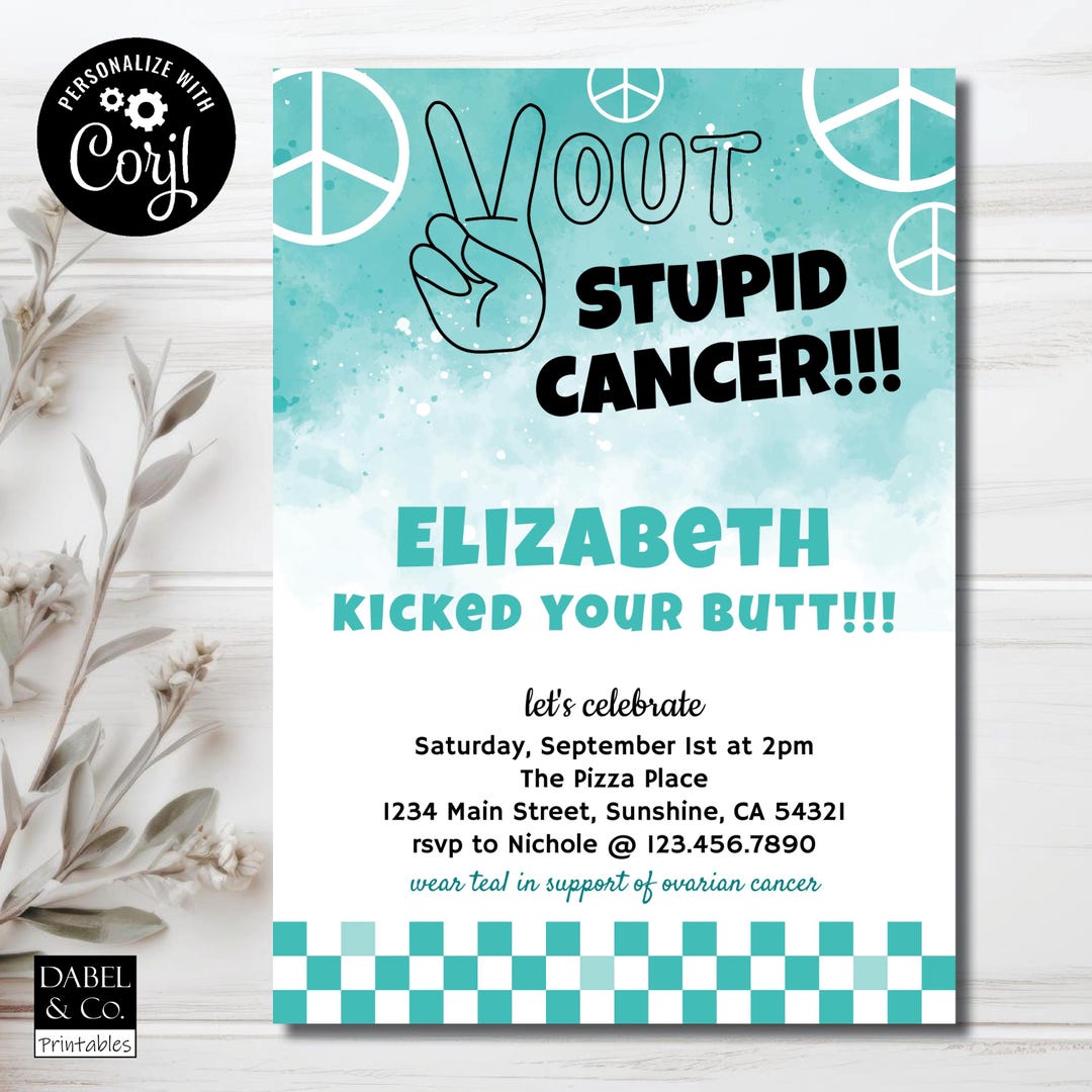 Peace Out Cancer Invitation, Goodbye Cancer Party Invite, No More Chemo ...