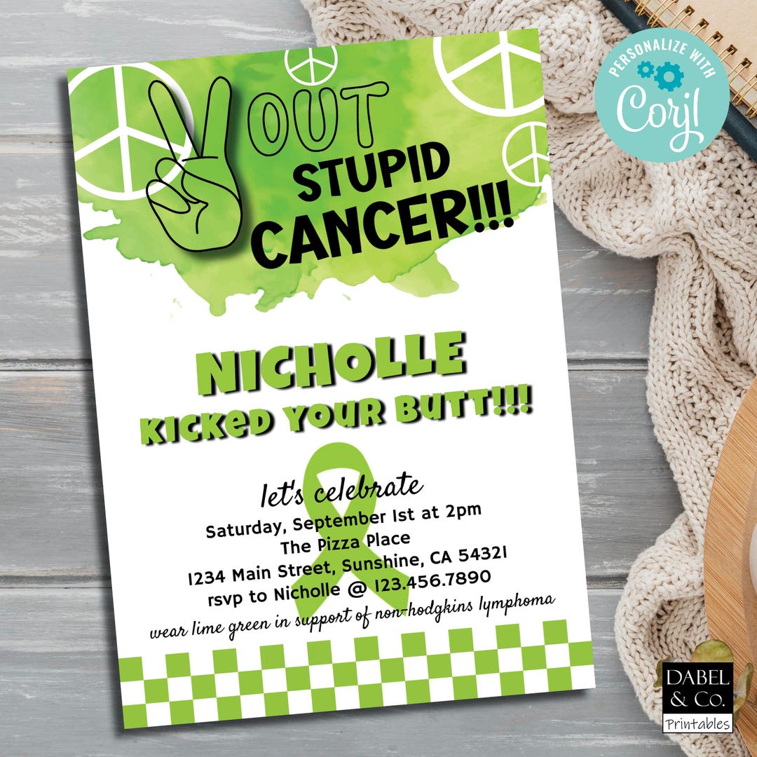 Peace Out Cancer Invitation, Cancer Remission, Goodbye Cancer, No More ...