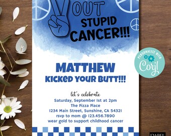 Peace Out Cancer Invitation, Goodbye Cancer Party Invite, No More Chemo ...