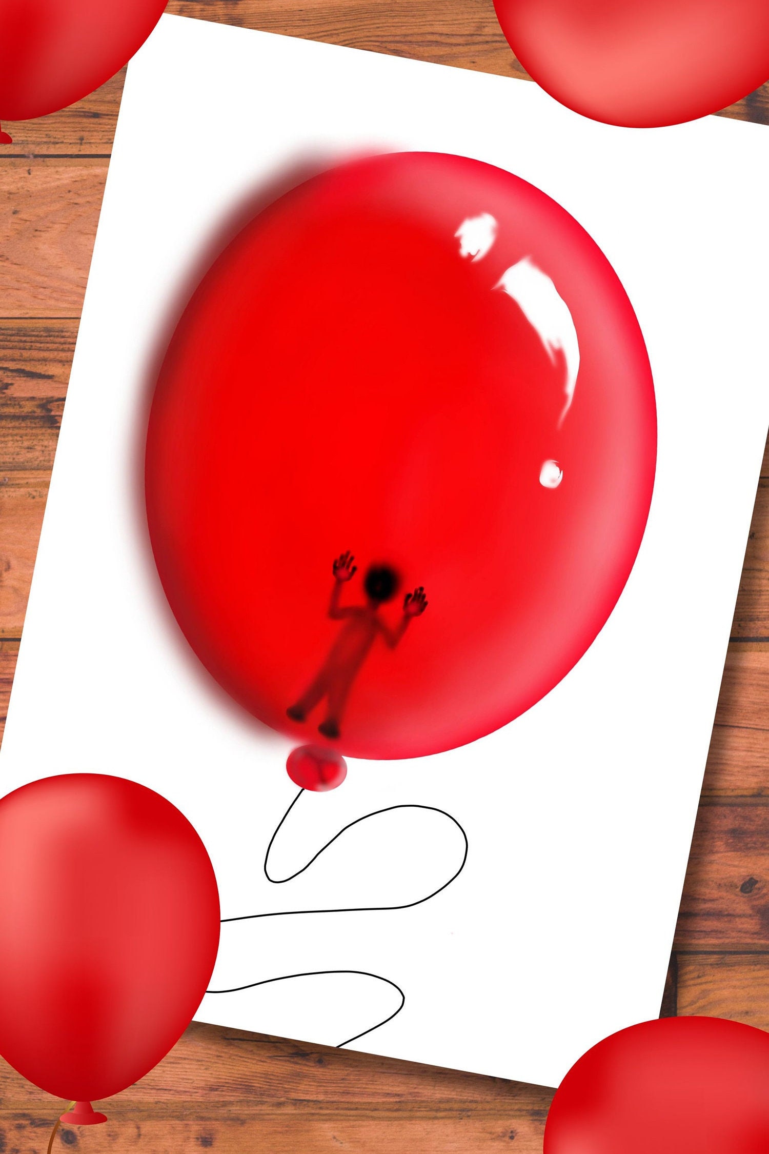 Red Balloon Downloadable and Printable Digital Art Poster - Etsy