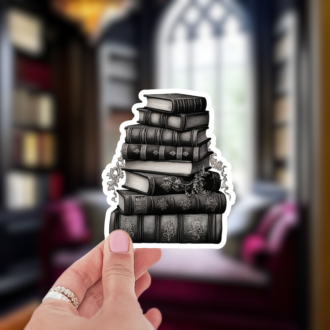 Gothic Stack of Books Sticker, Kiss-cut Sticker, Literary Reading ...